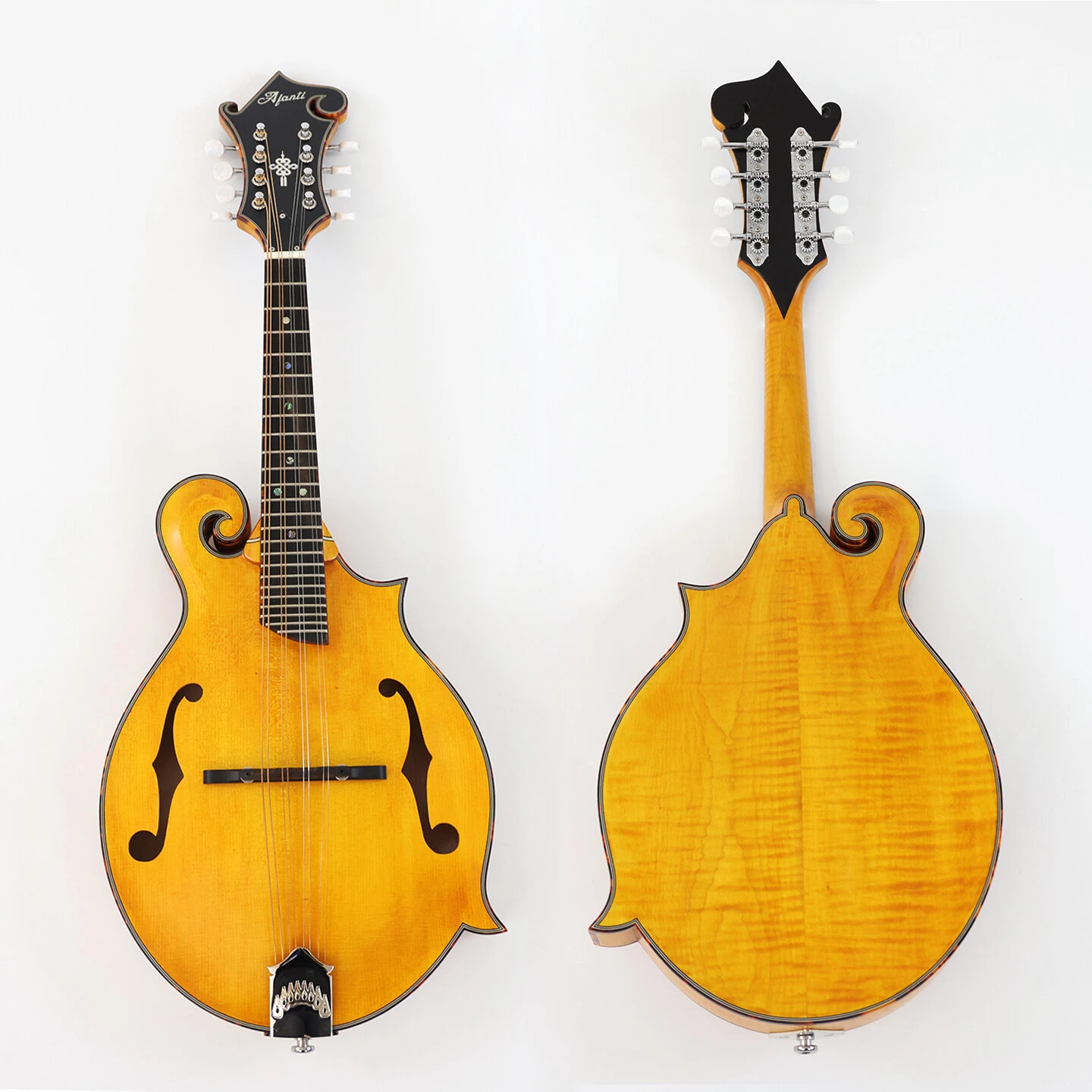 Afanti AA Solid Flamed Maple Dovetail Neck Ebony Fingerboard F Mandolin