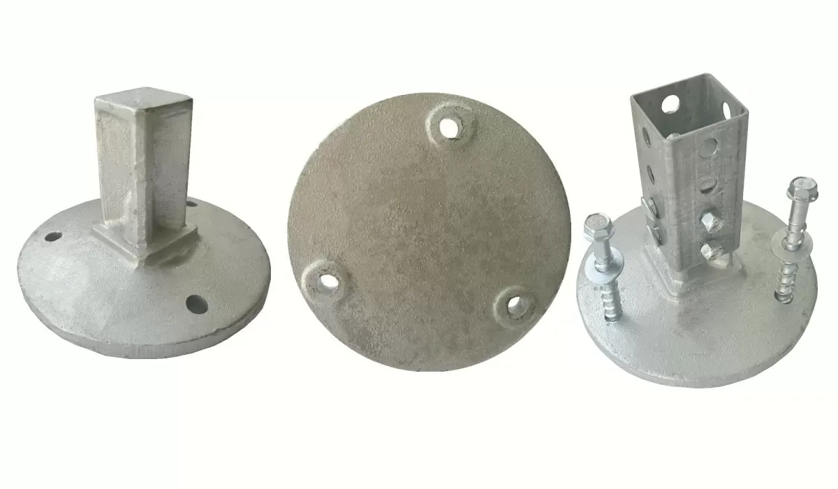 S200S Breakaway surface mount base for 2”x2” square post with hardware