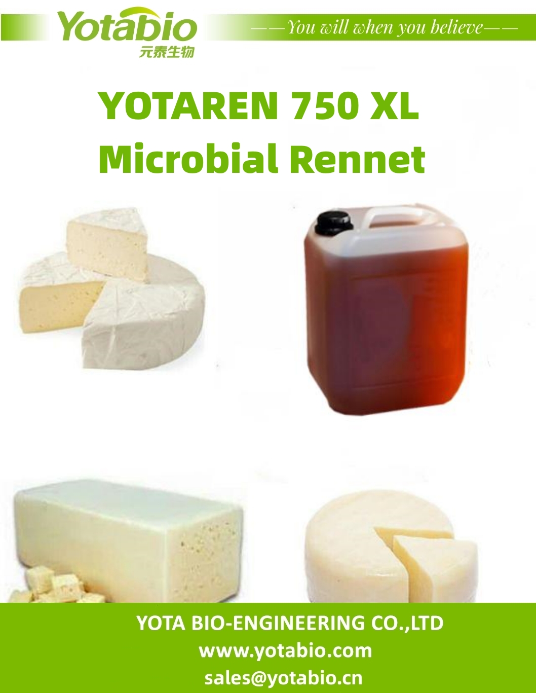 Yotaren 750 Coagulant Microbial Rennet for Cheese Production