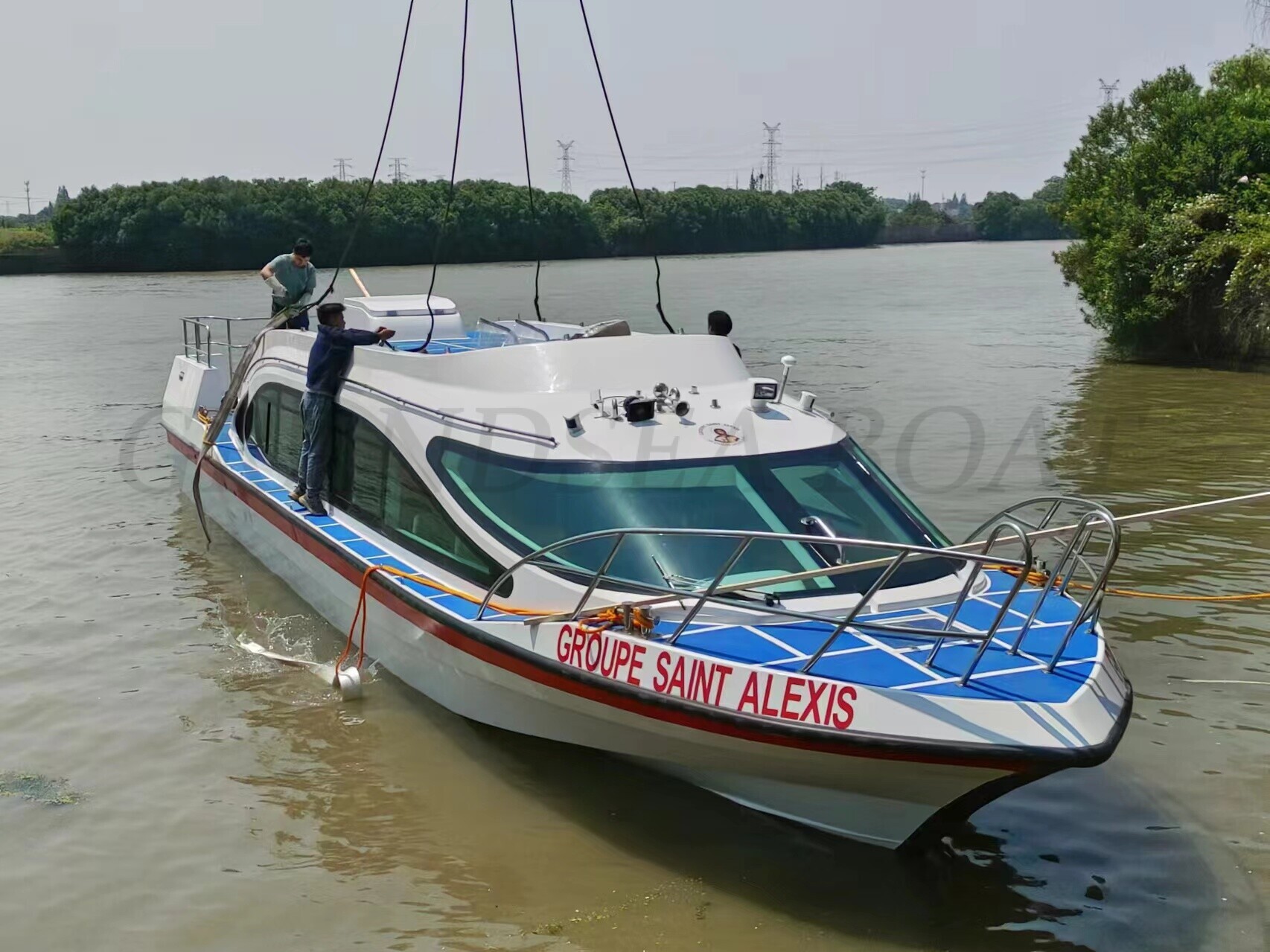 length 15.8m Fiberglass material 35seats passenger ferry boat in Congo