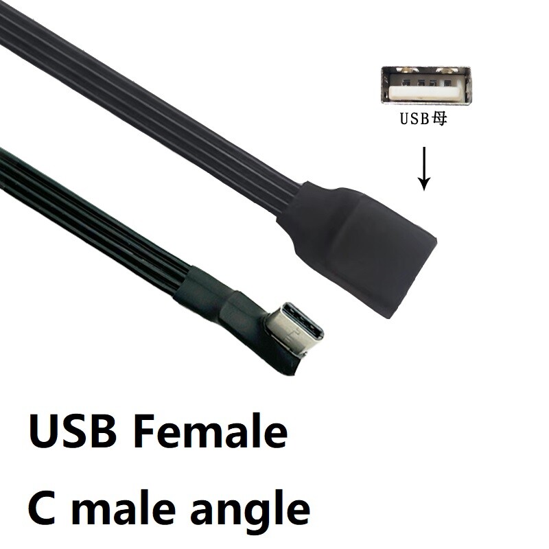 High-Speed Flat USB A to Type C Male Right Angle Cable - Customized ...