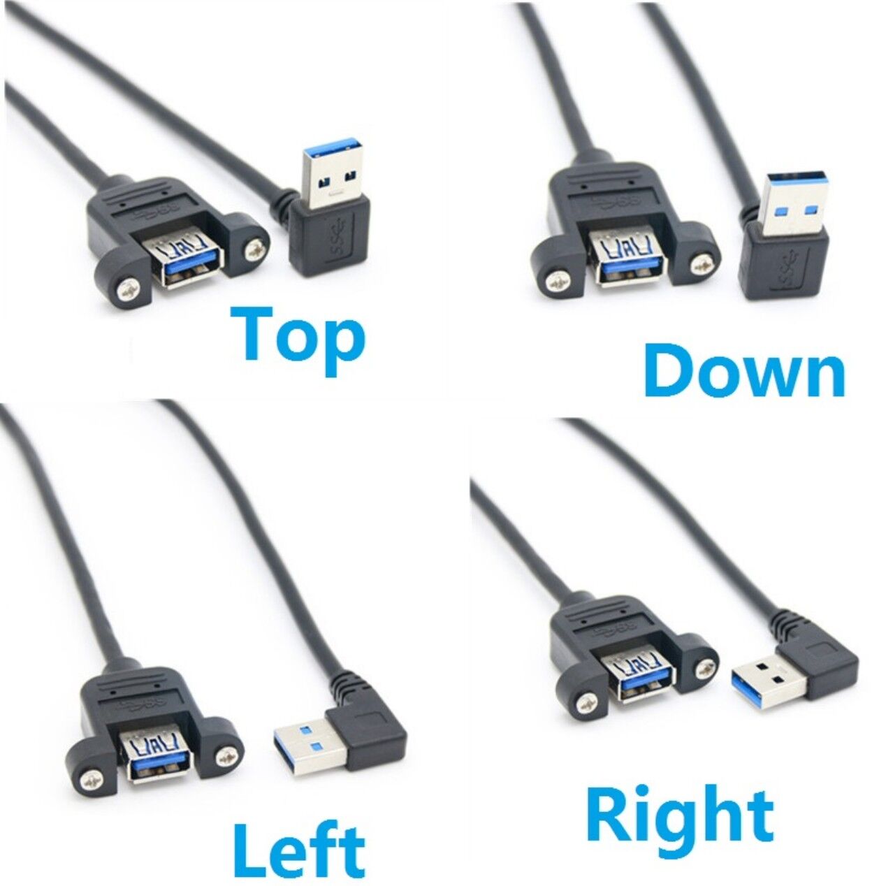 Angled USB 3.0 Panel Mount Cable USB3.0 Male to Female