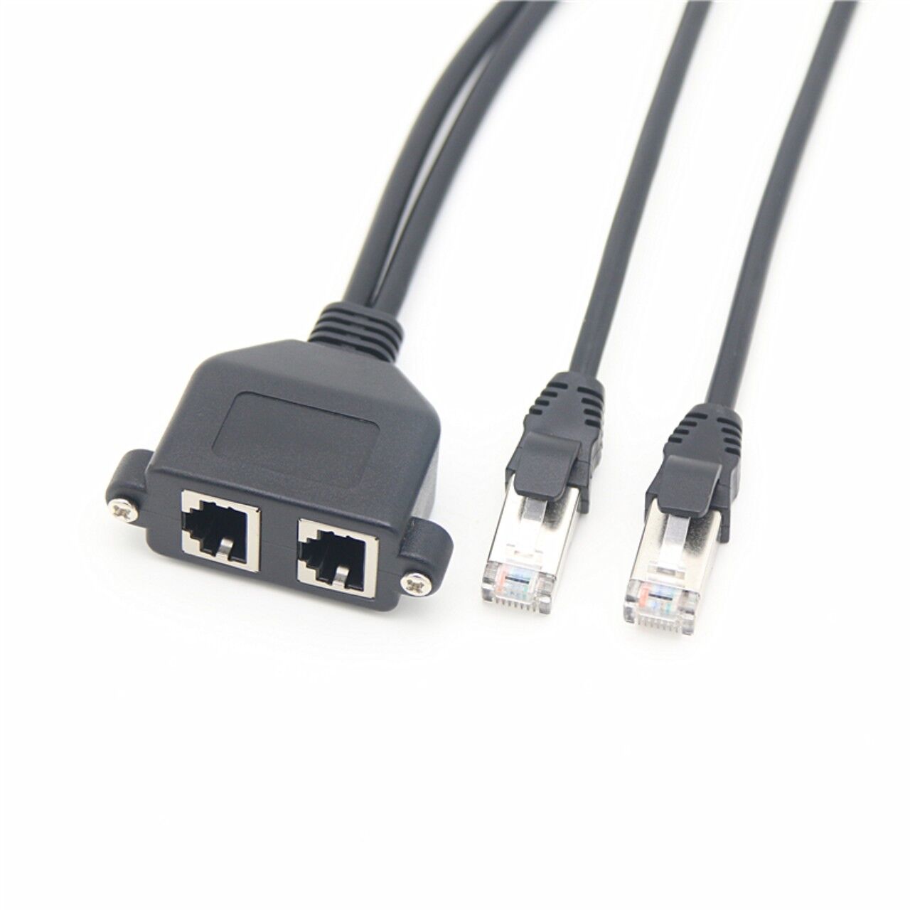 Dual RJ45 Female LAN Ethernet Network Cat 5e Panel Mount Cable