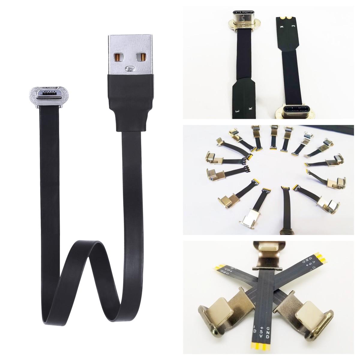 Flat Ribbon FPV FPC Micro USB Type C Data charging cable
