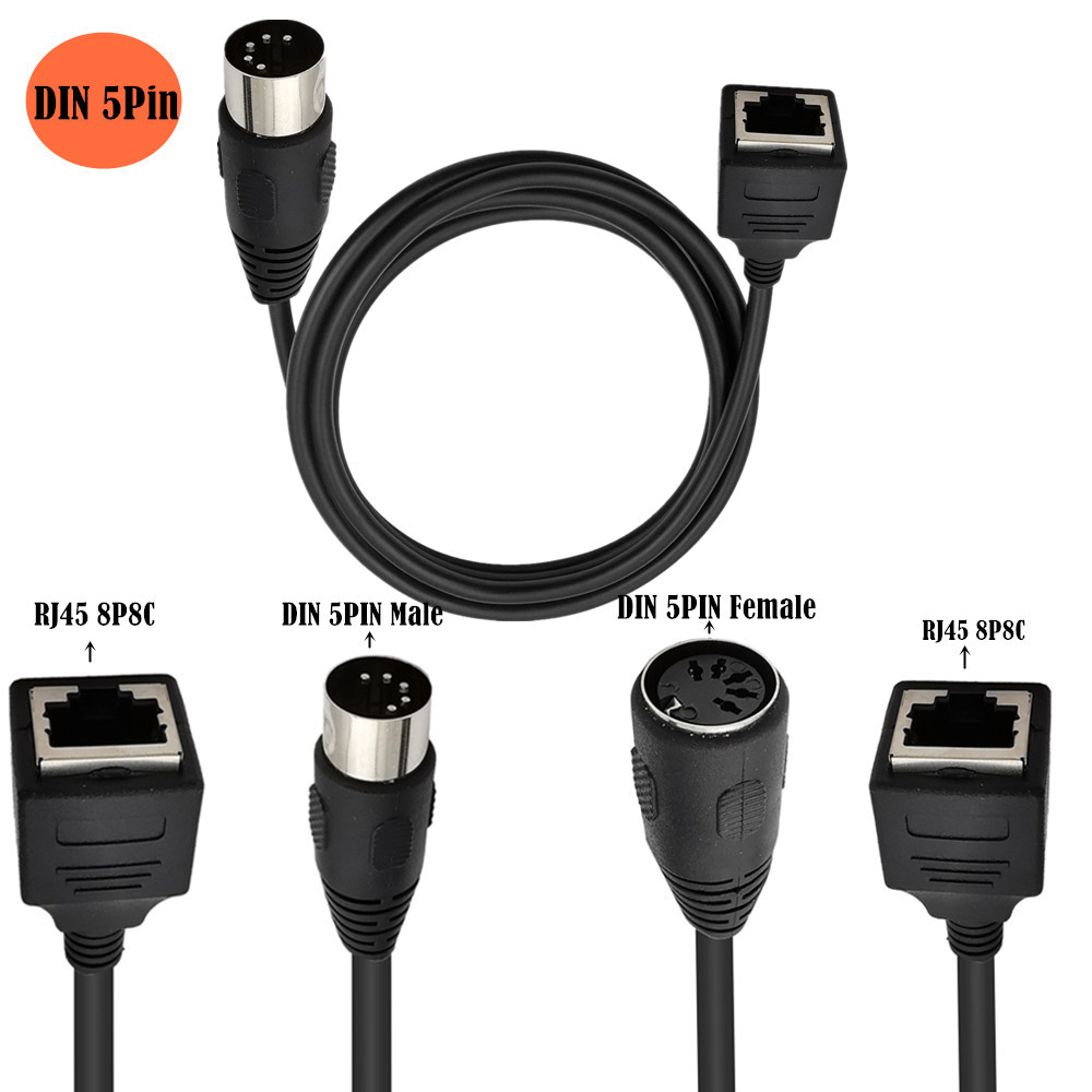 DIN5Pin male to female to RJ45 8P8C audio connection cable