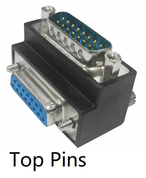 90 Degree Angled DSUB D-subminiature 15pin Male to Female Extensi