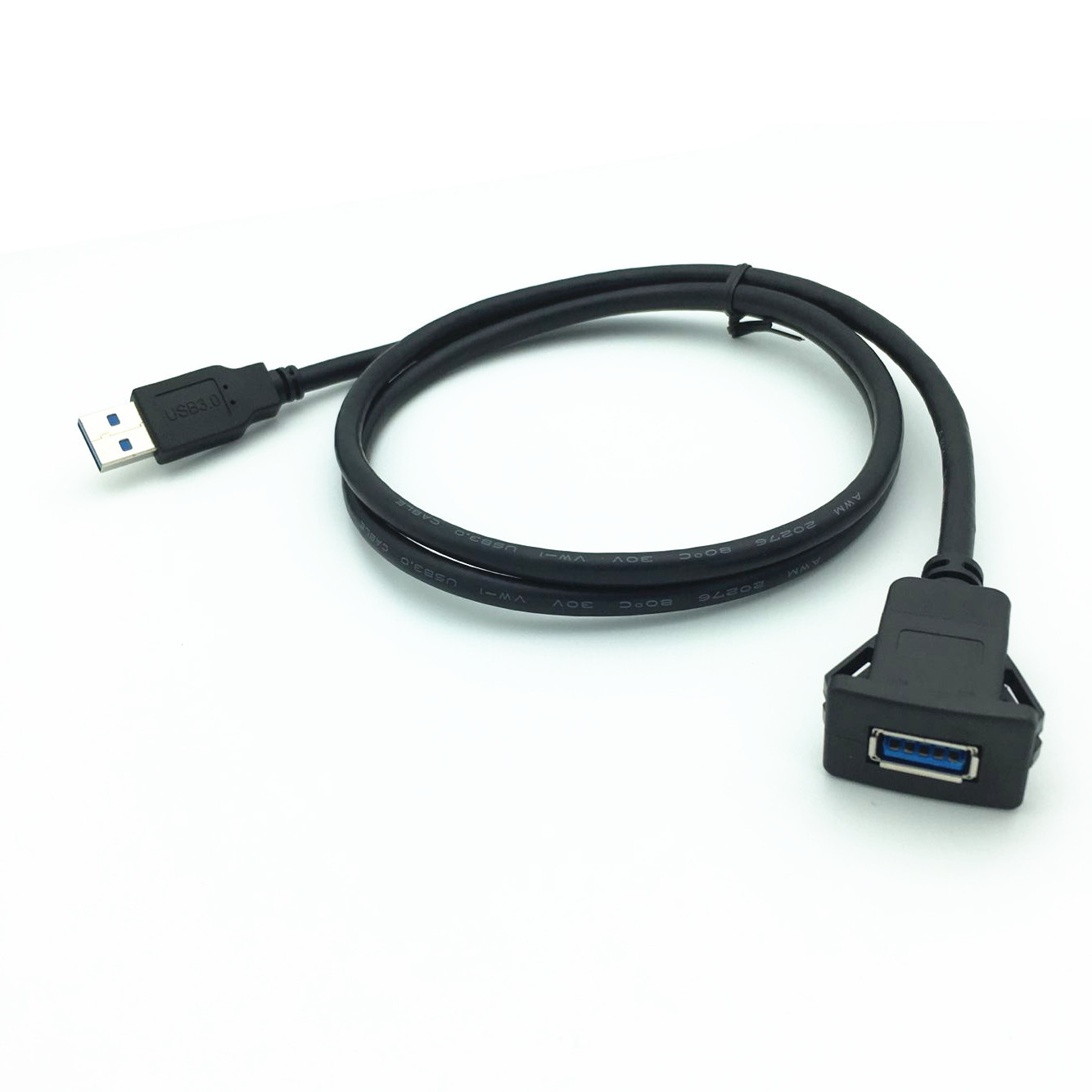 USB 3.0 Panel Flush Mount Extension Cable with Buckle for Car