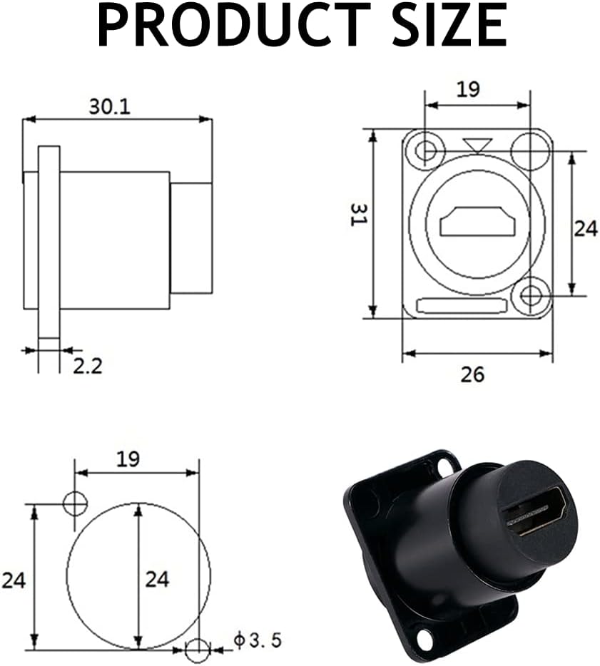 HDMI Coupler, HDMI Panel Mount Connector, Female to Female 4K