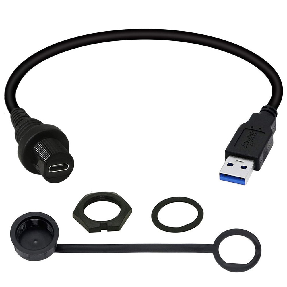 90 Degree Angle USB C 3.1 Panel Mount Flush Waterproof Cable USB
