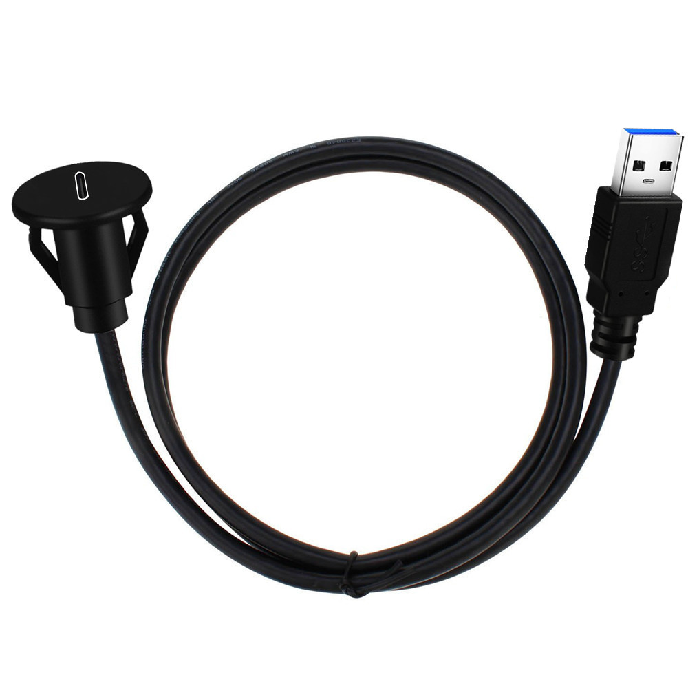 USB 3.0 Versions A Male to Type C Female Car Flush Mount