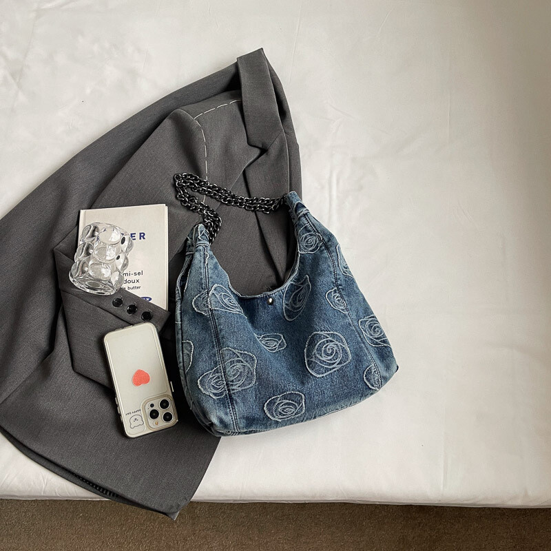 中国 カスタム デニム ローズ総柄 大容量 ファッション メッセンジャーバッグ ショルダーバッグ メーカー, サプライヤー, 工場 - 無料 ...