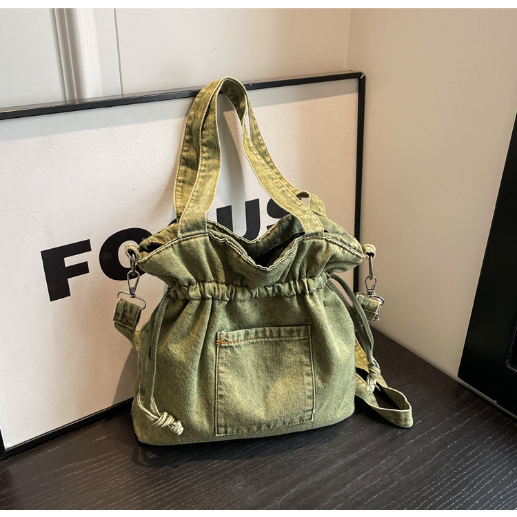 中国 カスタム 2024新作 韓国風 デニム ハンドバッグ 2way 斜め掛け 学生 ワンショルダーバッグ 巾着風バッグ メーカー ...