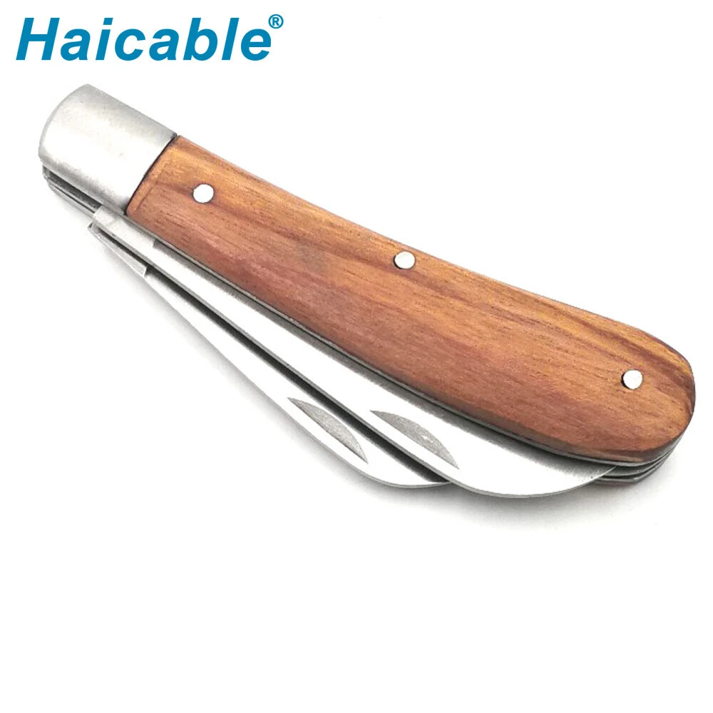 KC-505K Cable Knife - Stainless Steel & Wood Handle