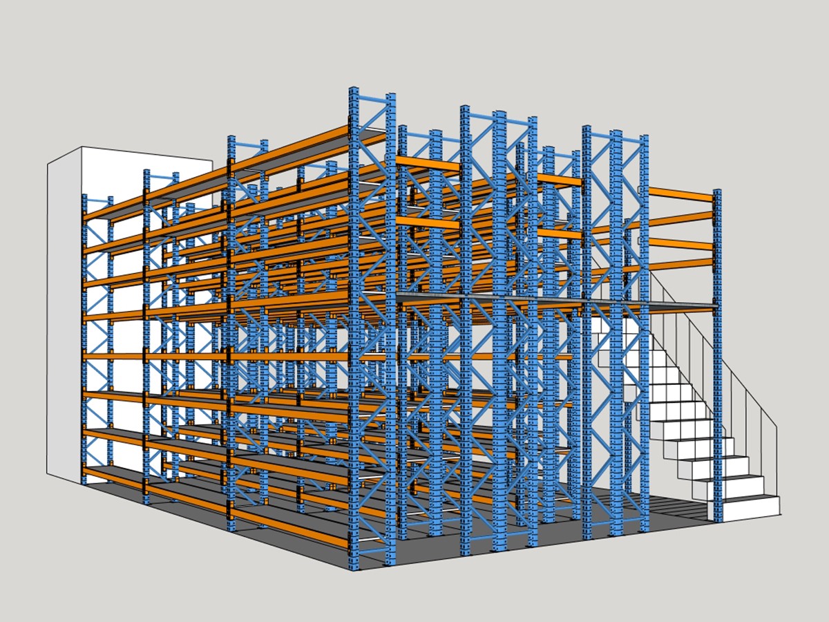 Mezzanine Floor Racking 3D Design-Shandong Dongyuxing Metal Materials ...